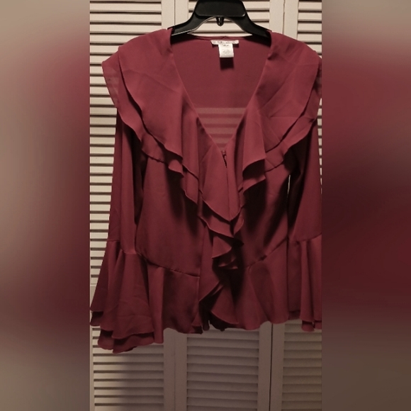 K Jordan | Tops | K Jordan Long Sleeve Ruffle Blouse | Poshmark